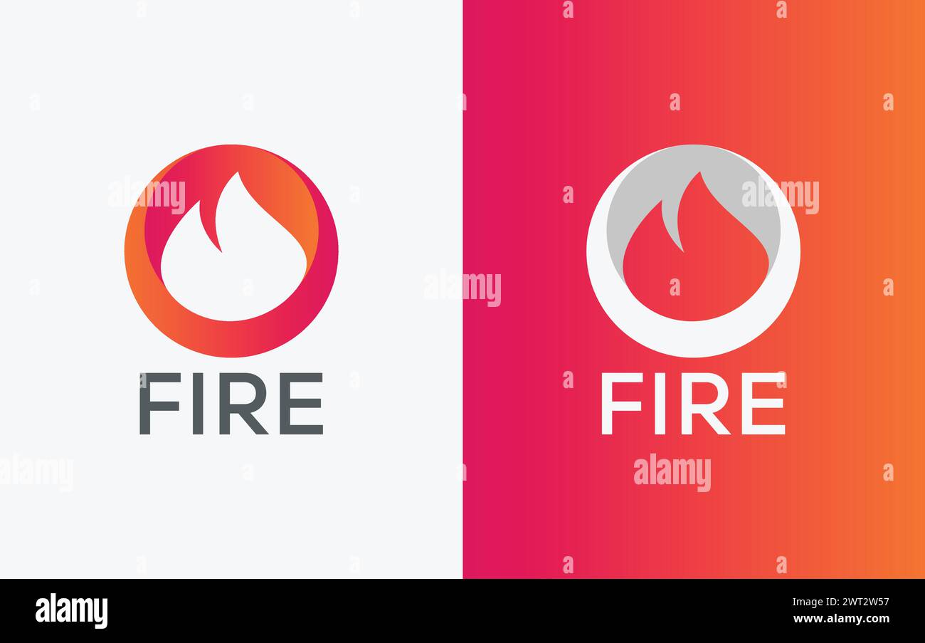 Minimalist Fire flame vector logo. Modern colorful Bonfire vector logo ...