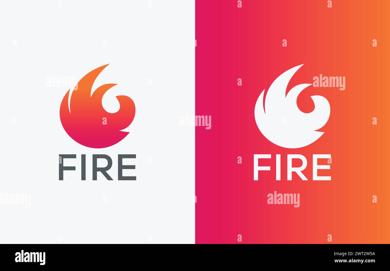 Minimalist Fire flame vector logo. Modern colorful Bonfire vector logo ...