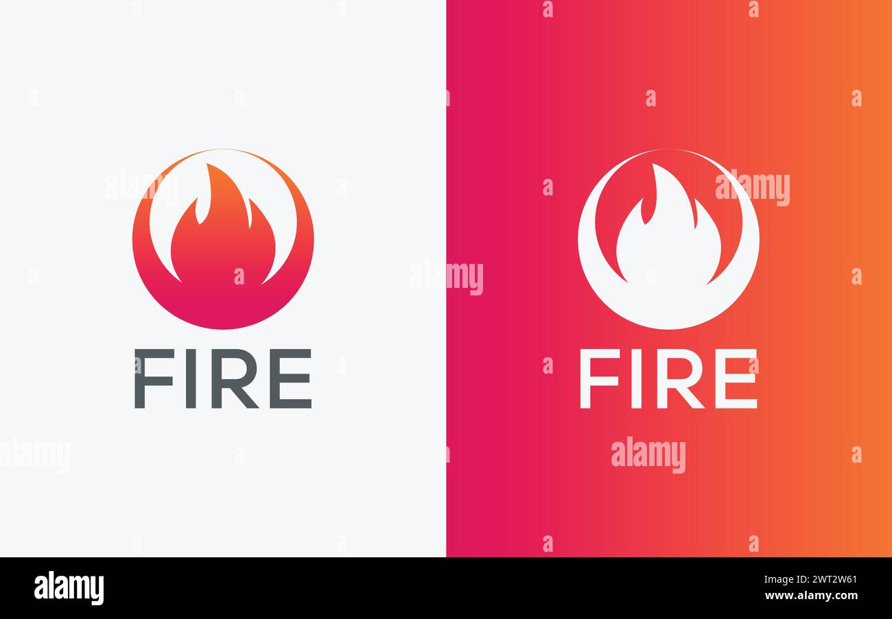 Minimalist Fire flame vector logo. Modern colorful Bonfire vector logo ...