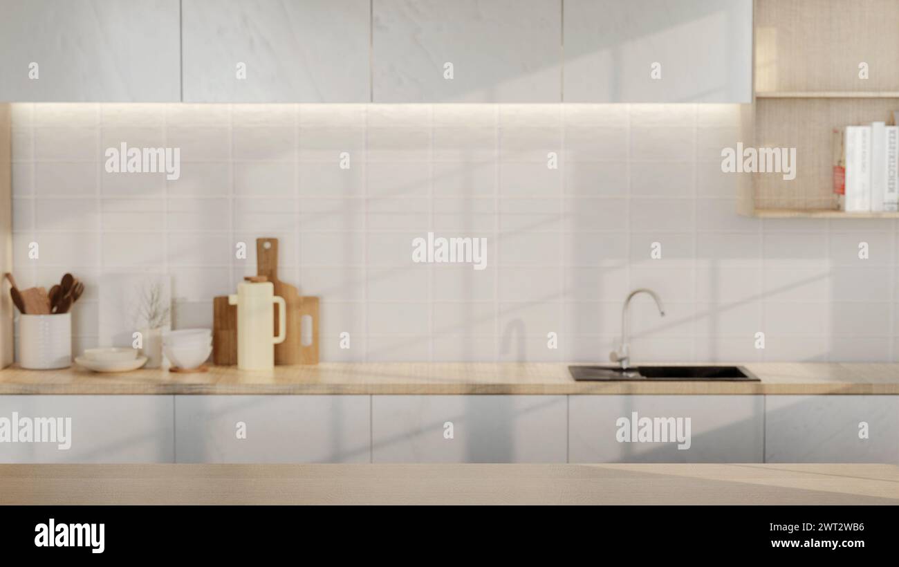 Minimal cozy counter mockup design for product presentation background ...