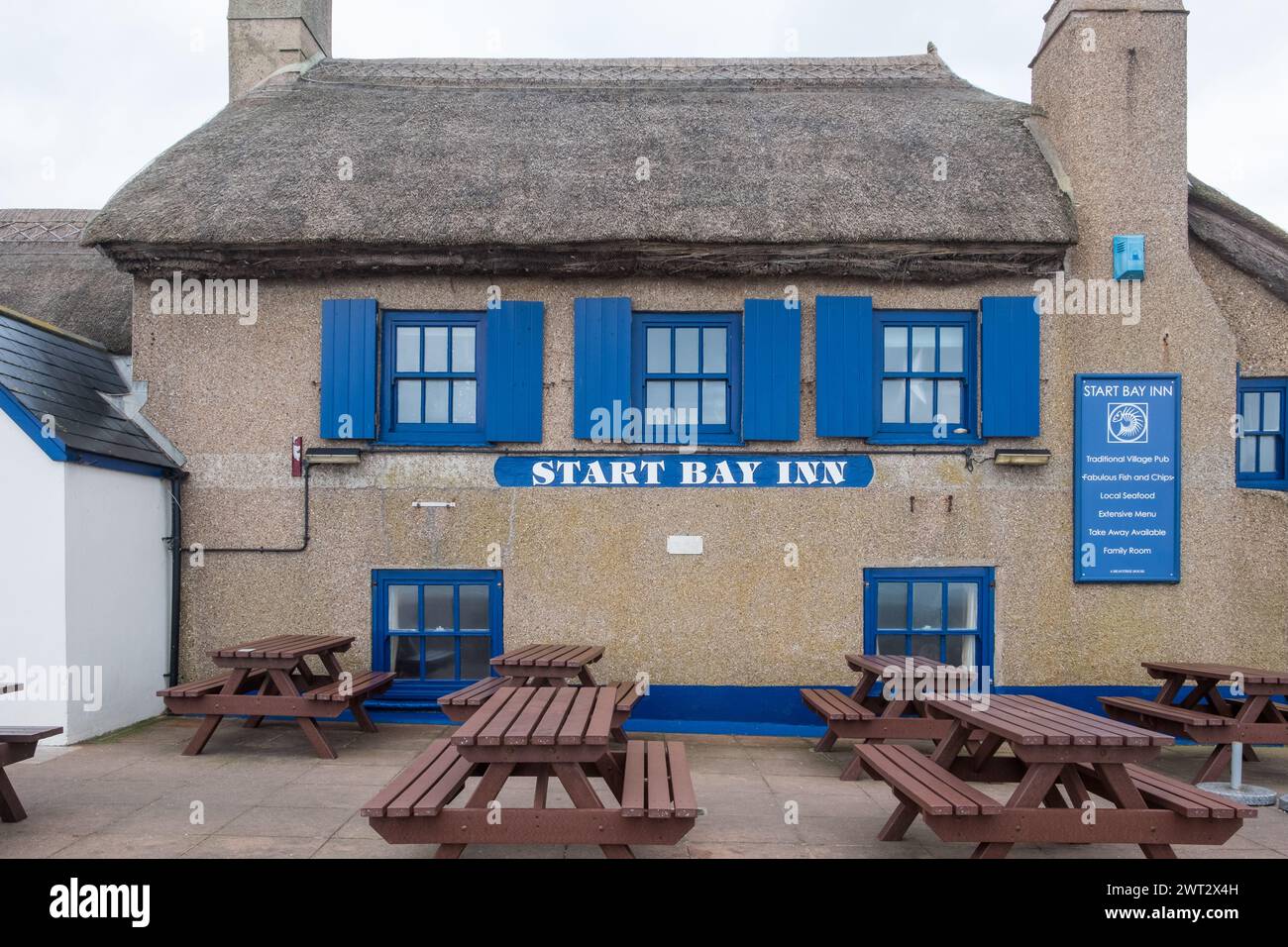 The Start Bay Inn pub at Torcross famous for fish and chips Stock Photo ...