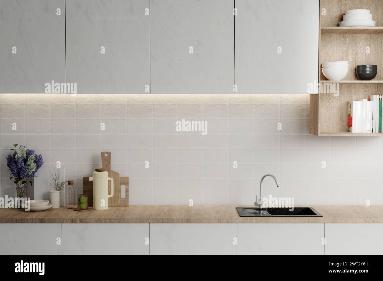 Minimal cozy counter mockup design for product presentation background ...