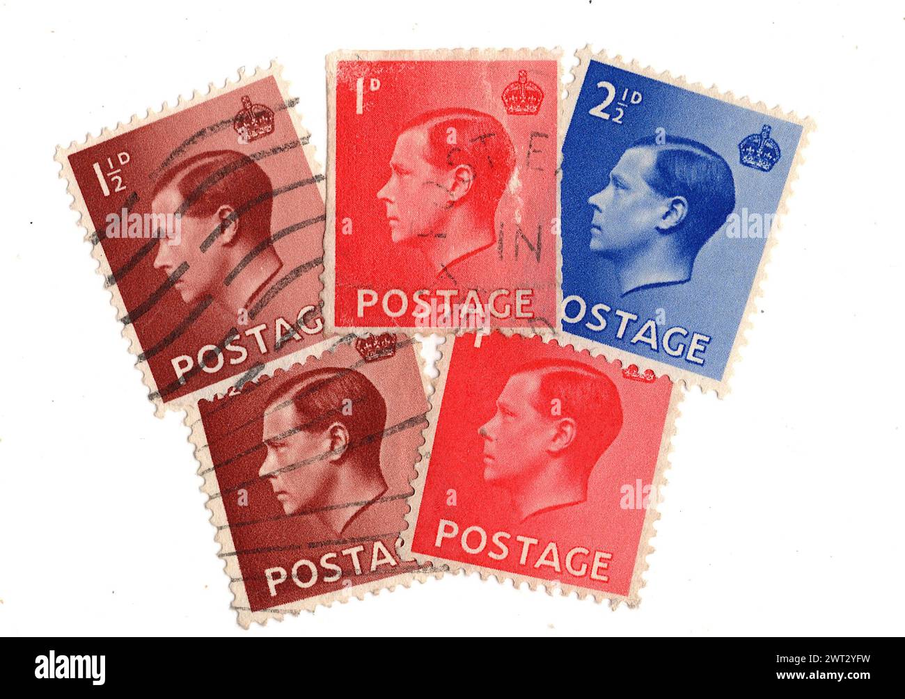 Vintage King Edward VIII postage stamps from Great Britain isolated on ...