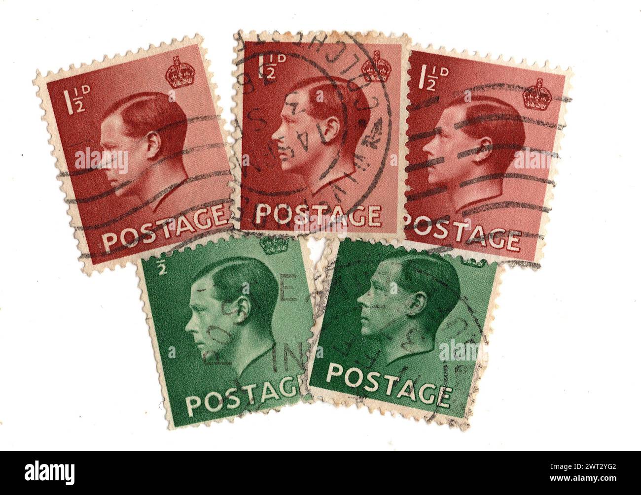 Vintage King Edward VIII postage stamps from Great Britain isolated on ...