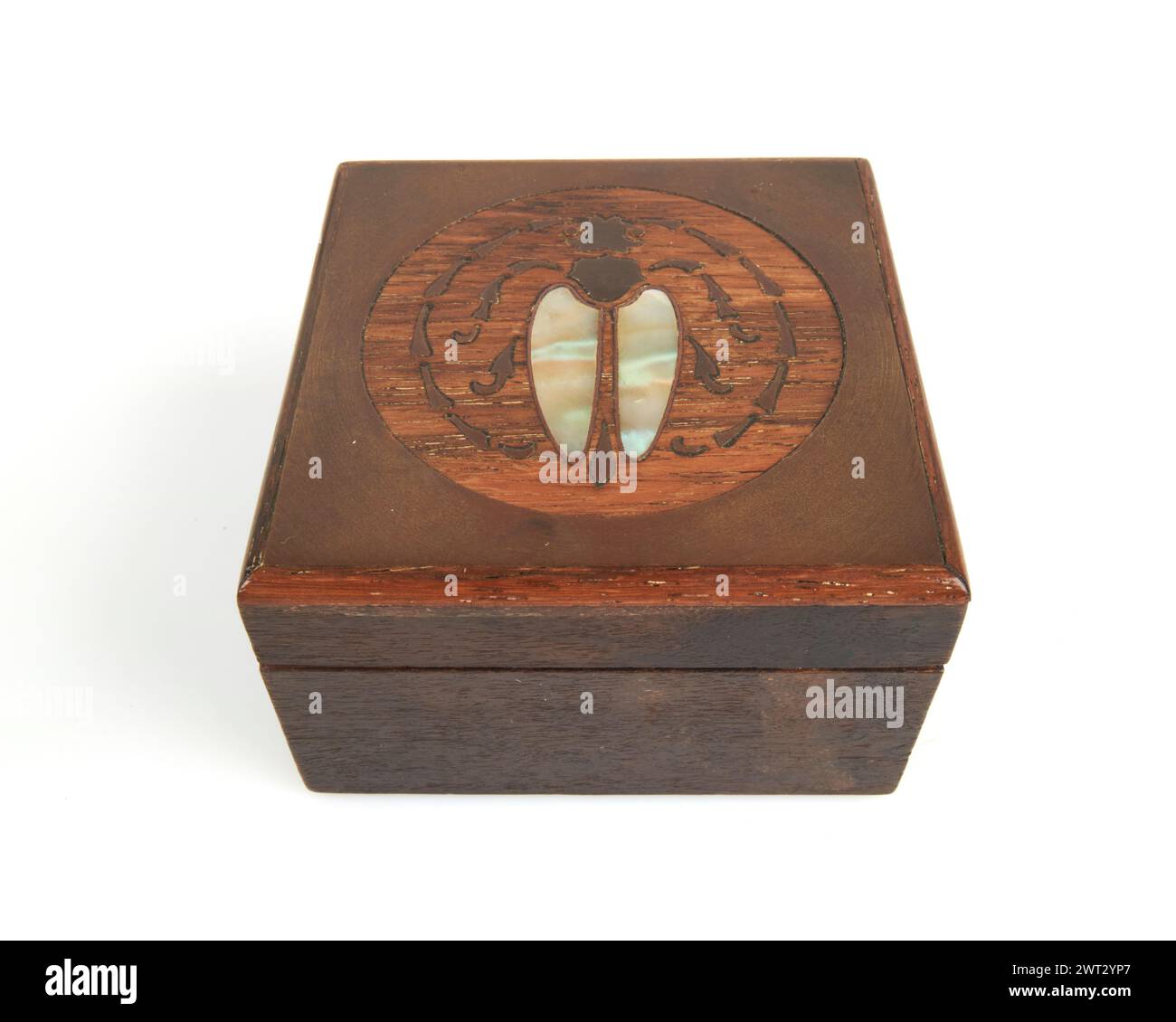 Antique 1900s Intarsia ware Art Nouveau brass and wood box, probably by ...