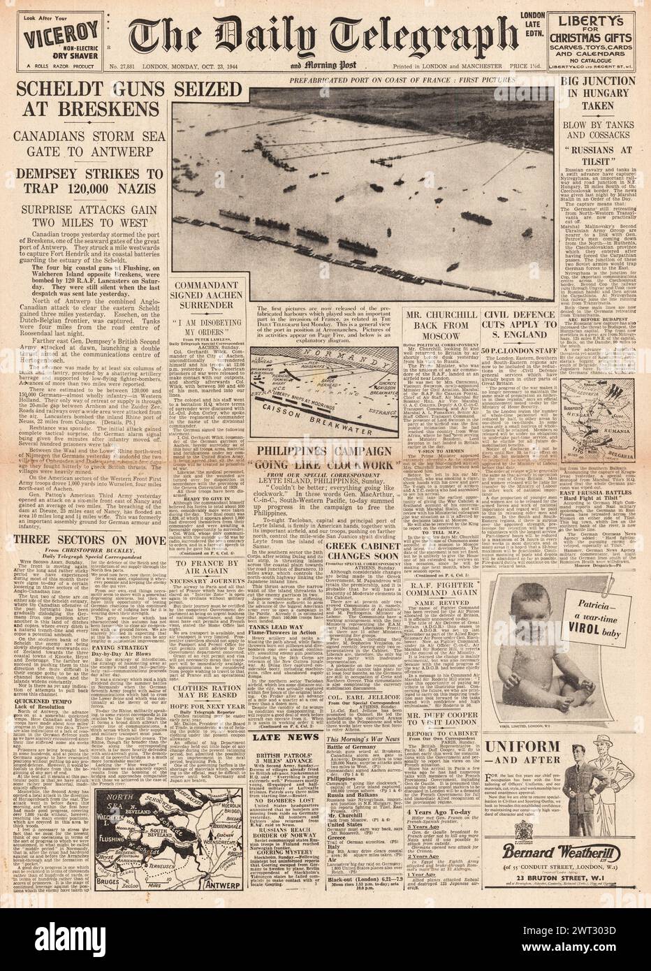 1944 daily telegraph front page hi-res stock photography and images - Alamy