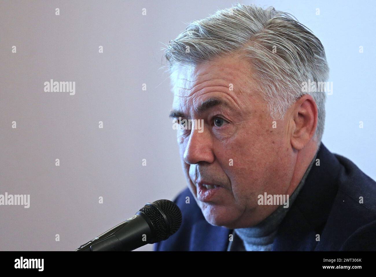 The italian football coach, Carlo Ancelotti, during a press conference ...