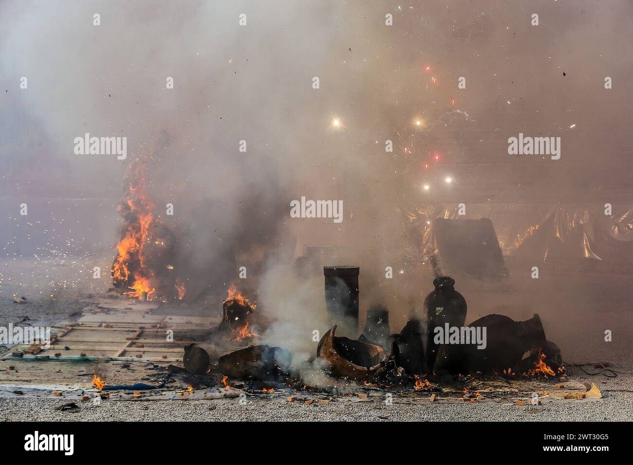 The moment of the explosion of the artistic performance "In The Volcano ...