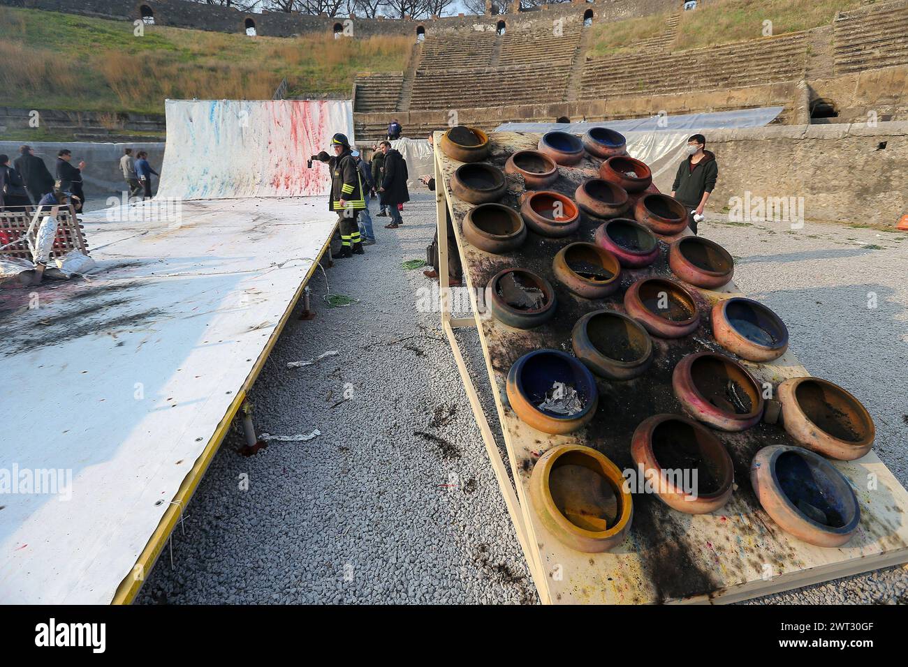 A view of the artistic performance, after the explosion, "In The ...