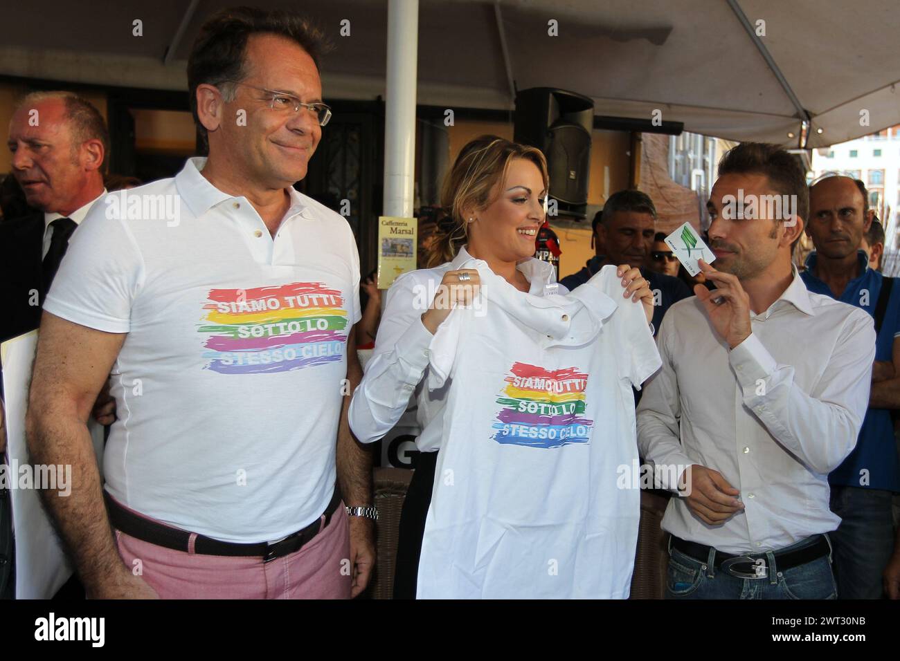 Francesca Pascale receives a card from the President of the ArciGay ...