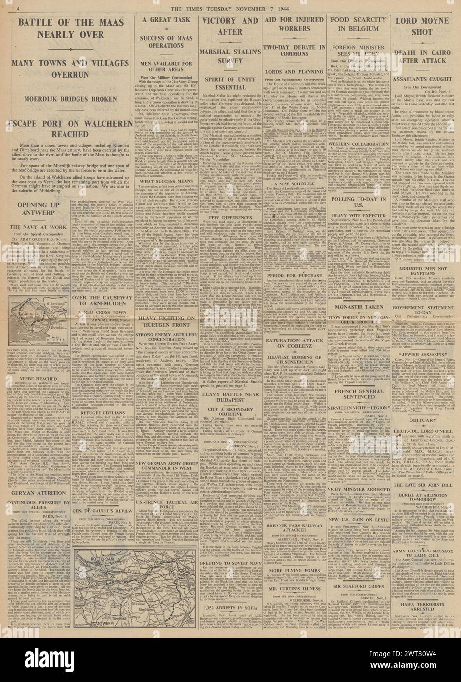 1944 The Times reporting Lord Moyne assassinated, Stalin forecasts ...