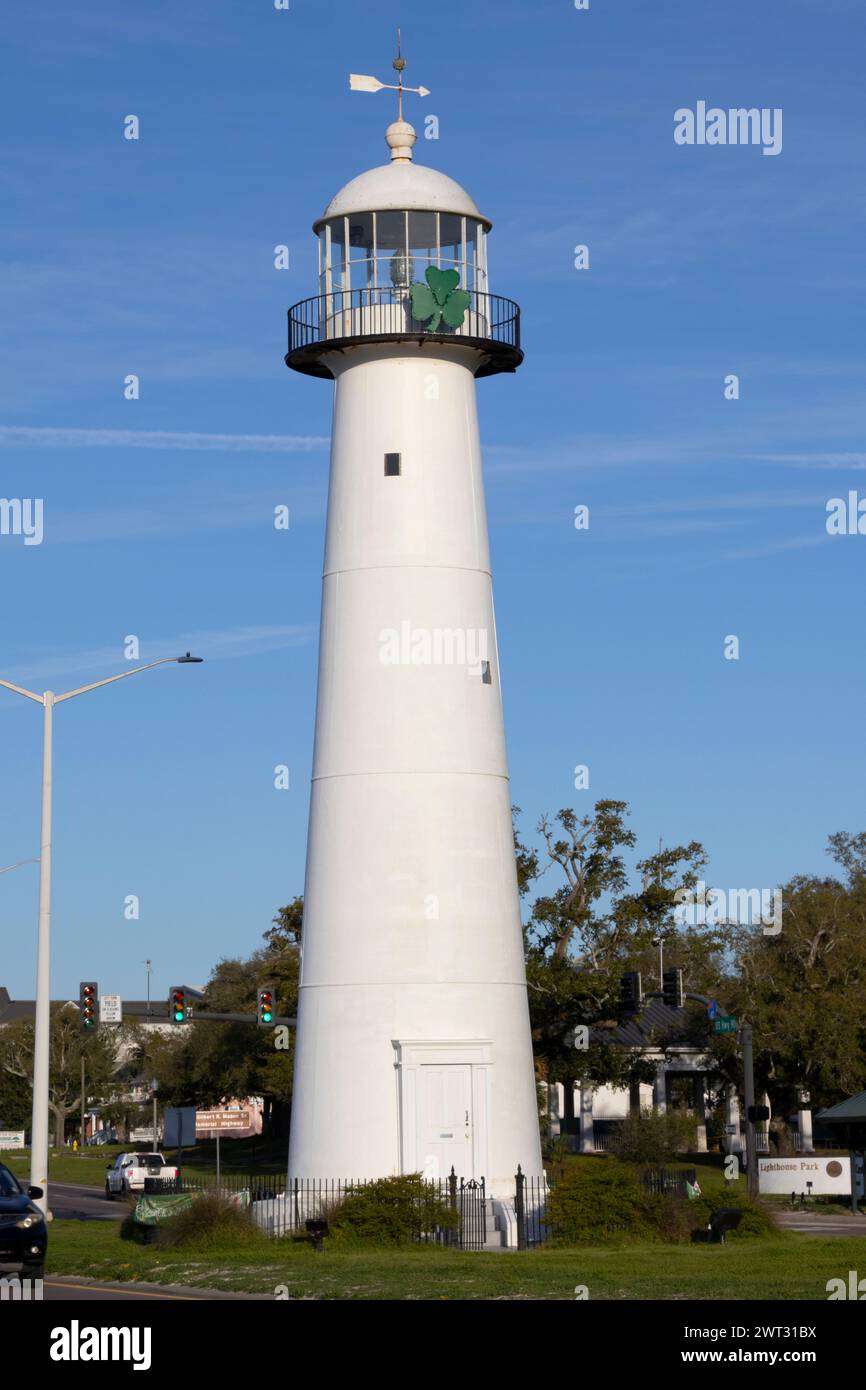 The landmark historic Biloxi Lighthouse at Biloxi, Mississippi Stock ...