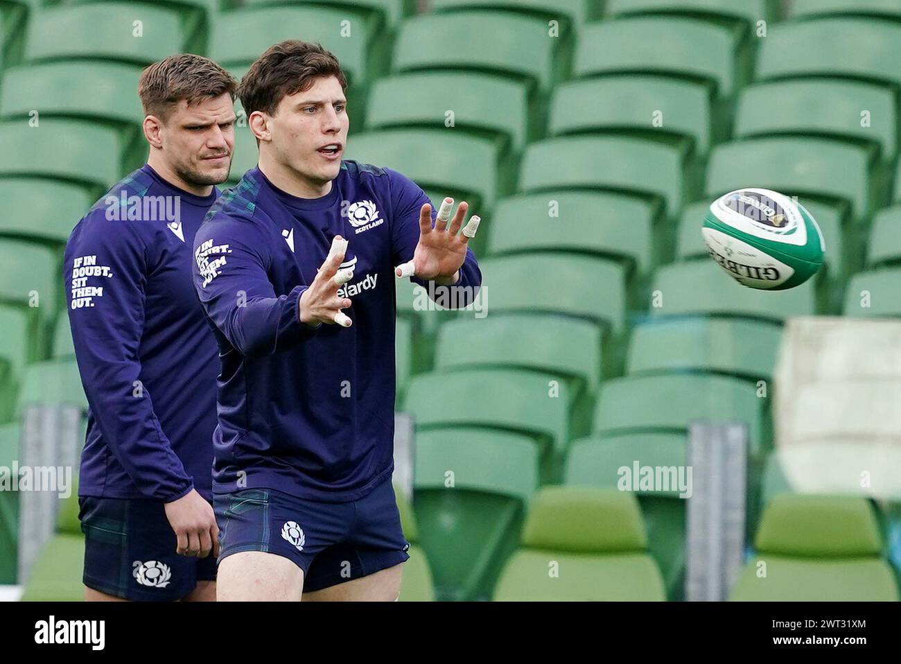 Scotland's Rory Darge (right) during a training session at the Aviva ...