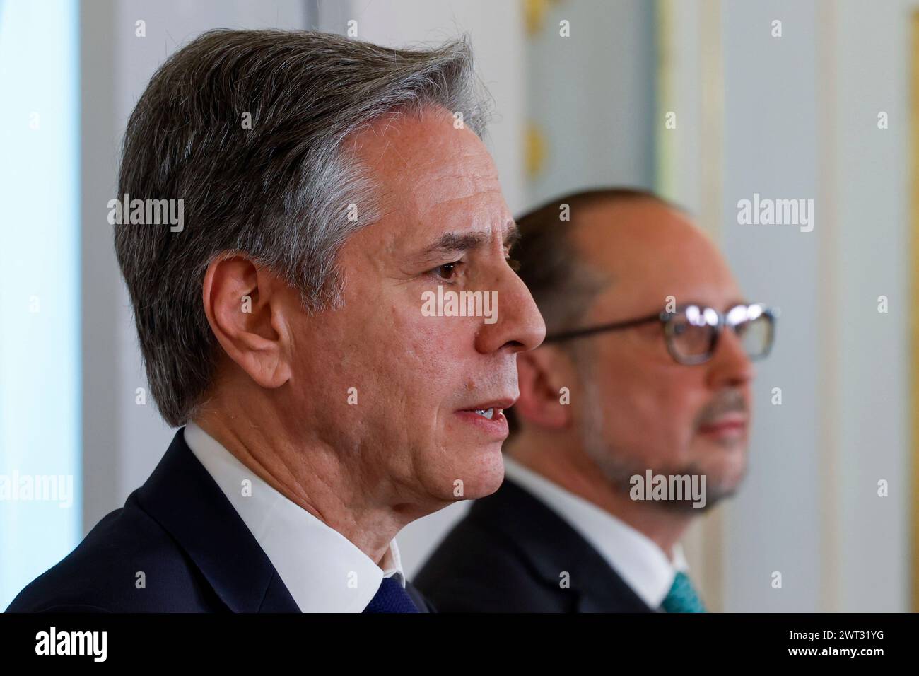 U.S. Secretary of State Antony Blinken speaks during a press conference ...