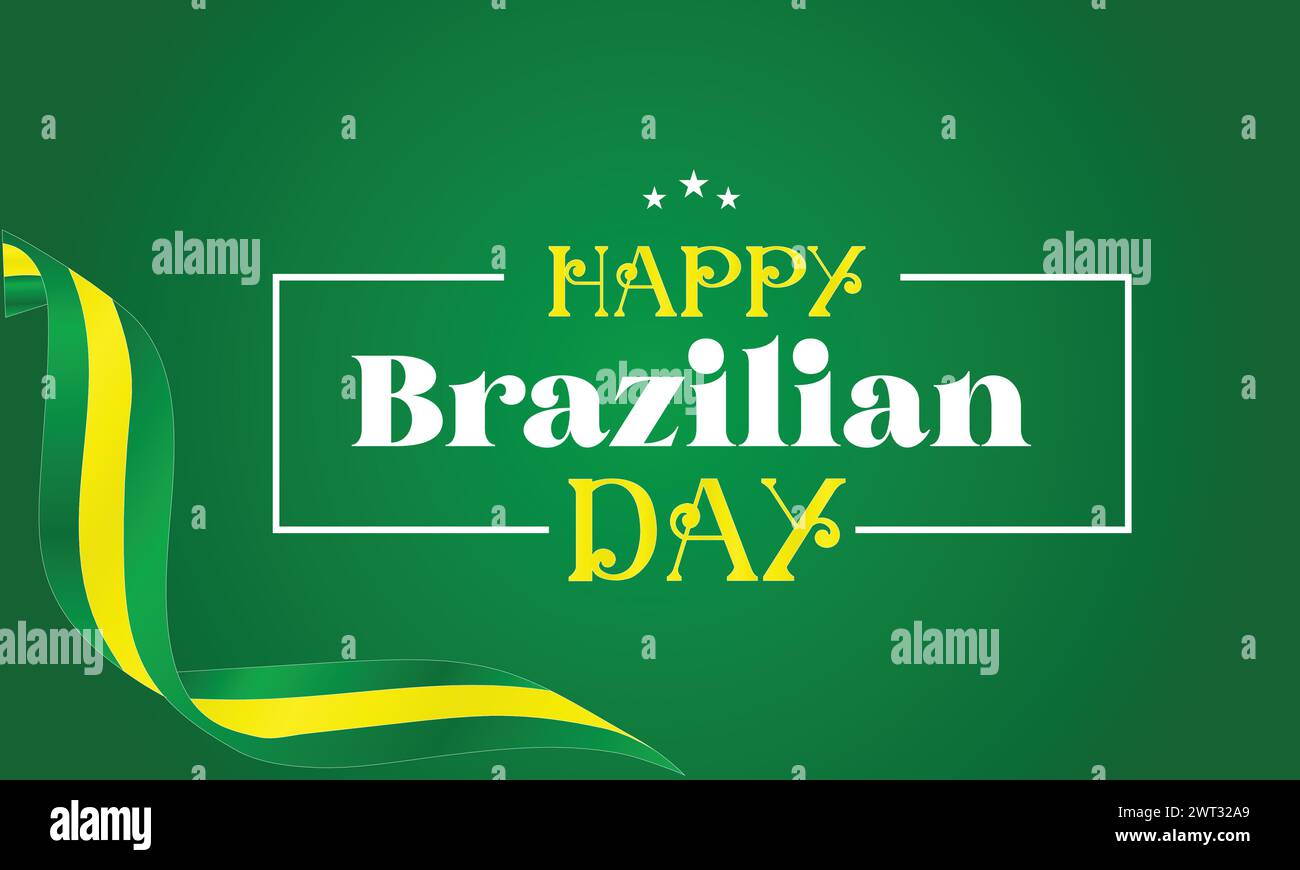Happy Brazilian Day amazing text with flag illustration design Stock ...