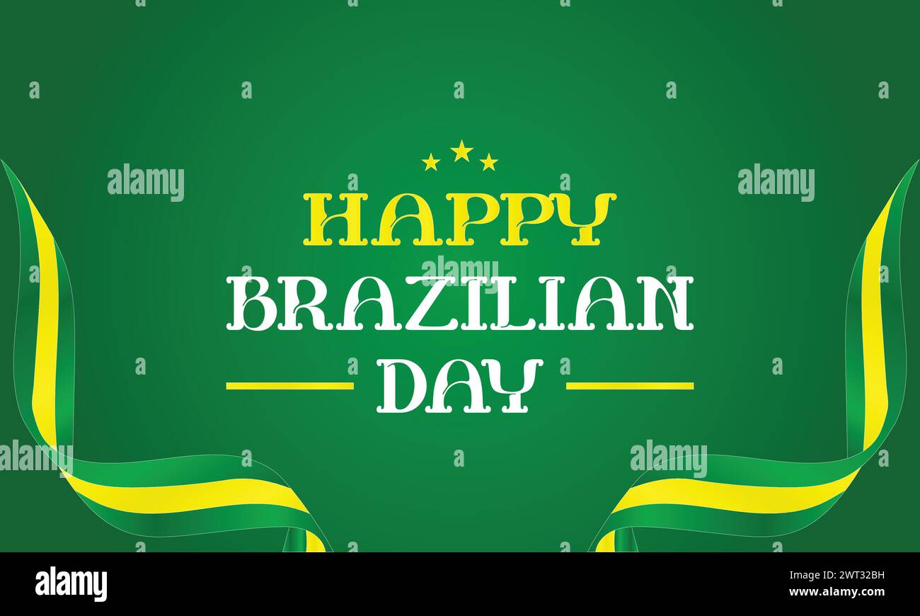Happy Brazilian Day amazing text with flag illustration design Stock ...