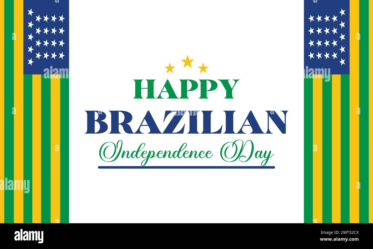Happy Brazilian Day amazing text with flag illustration design Stock ...