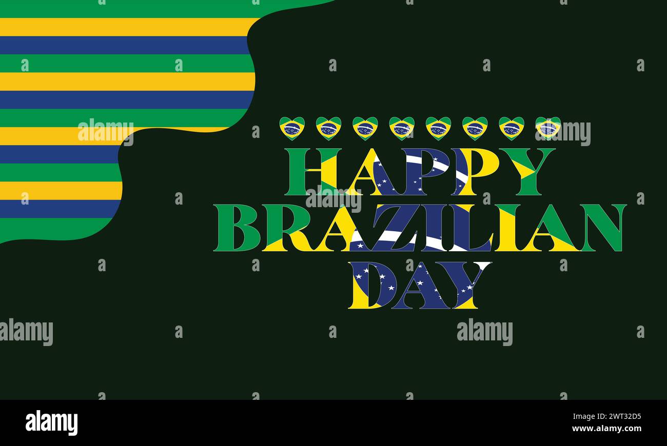 Happy Brazilian Day amazing text with flag illustration design Stock ...
