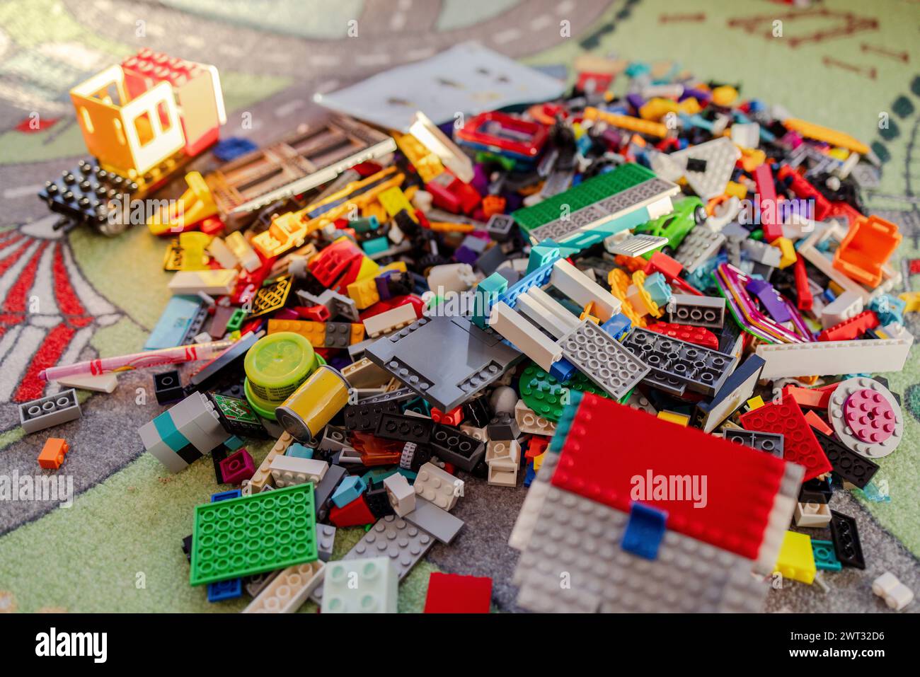 Colorful plastic toy blocks for kids Stock Photo - Alamy