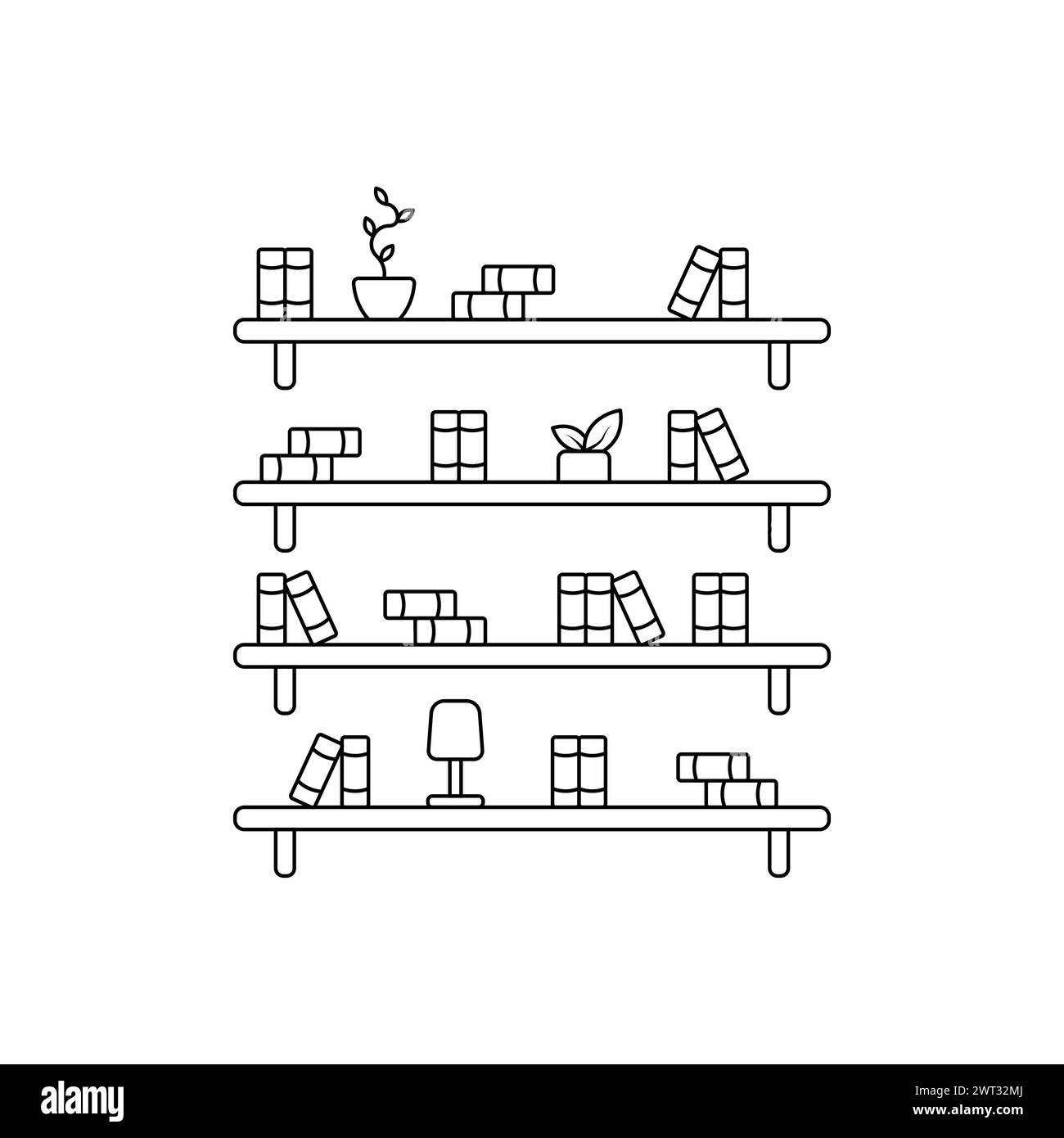 Library vector icon. Cabinet for storing books. Cozy shelves with books ...