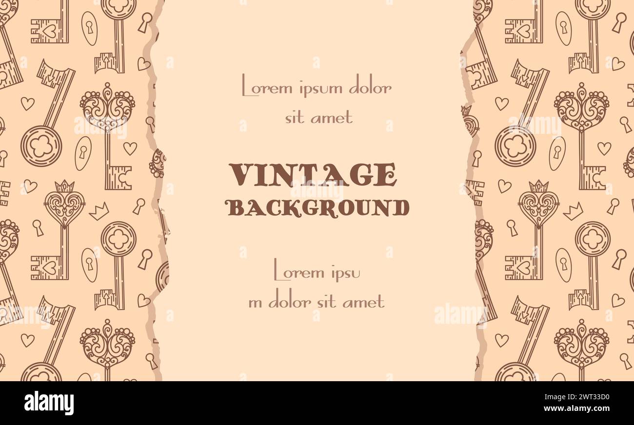 Horizontal vintage background. Torn craft paper, collage. pattern of ...