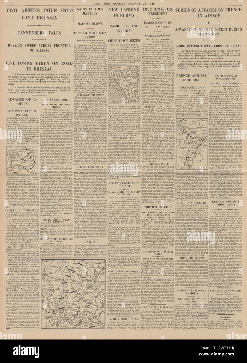 1945 The Times reporting Tannenberg memorial captured, Red Army in East ...