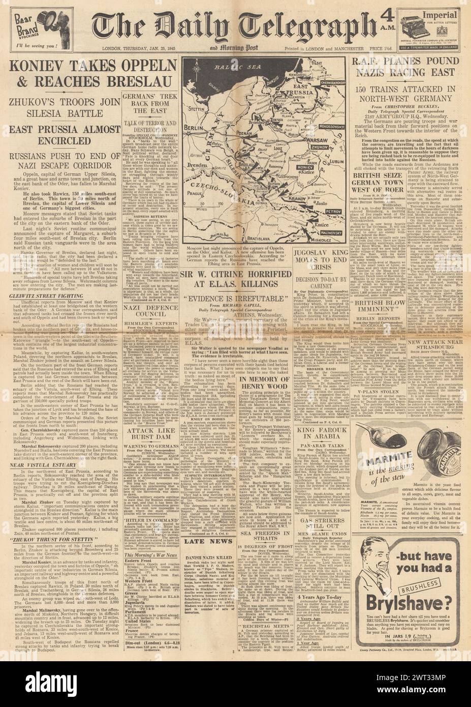 1945 The Daily Telegraph front page reporting Battle of the Bulge, Red ...