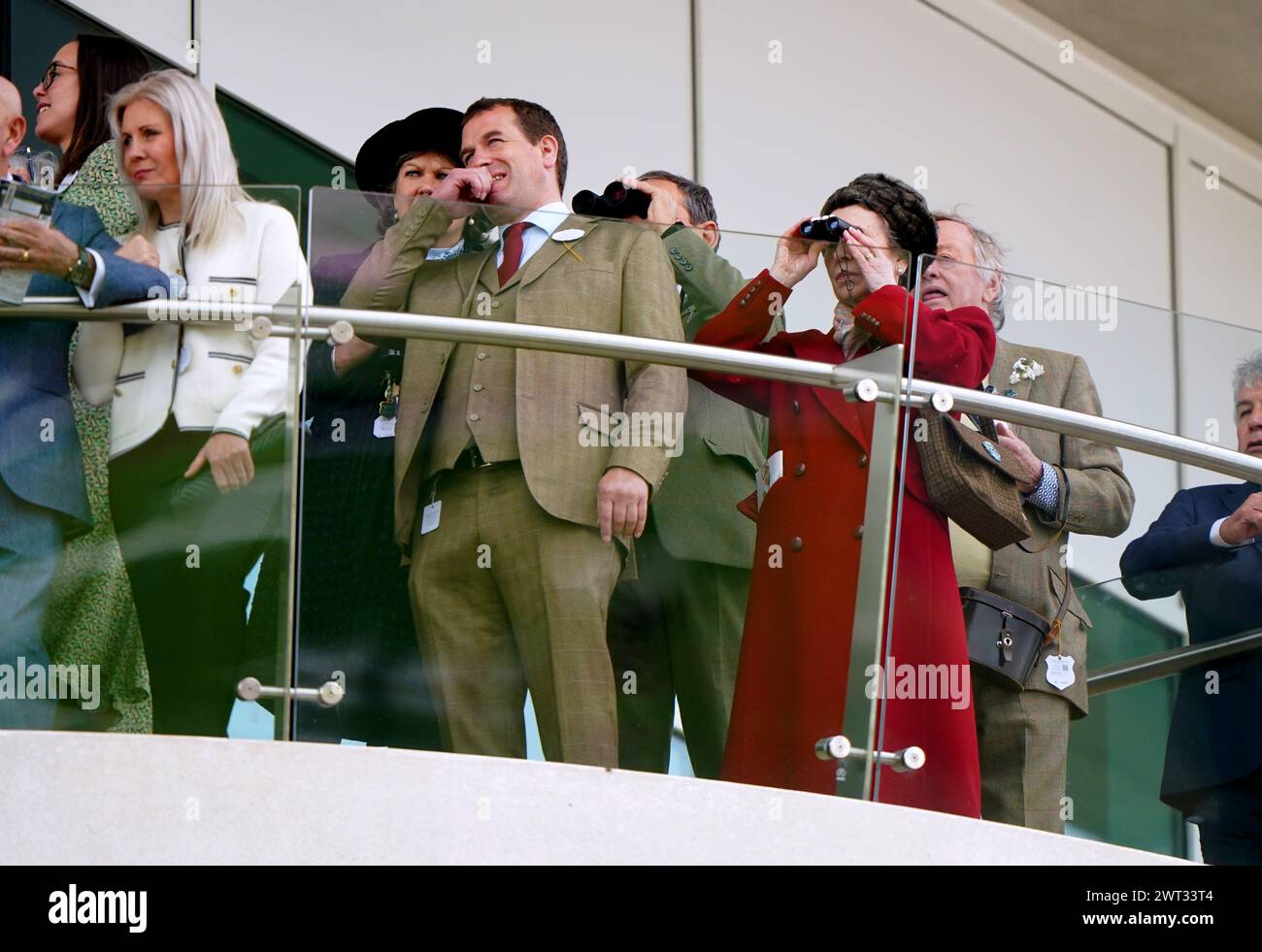 The Princess Royal and Peter Phillips watch the action from the BetMGM ...
