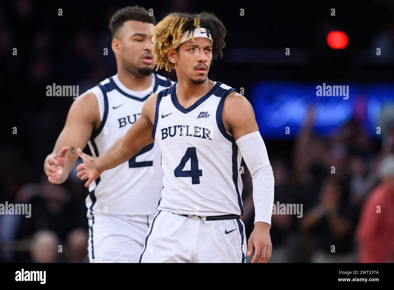 NEW YORK, NY - MARCH 13: Butler Bulldogs guard DJ Davis (4) walks to ...