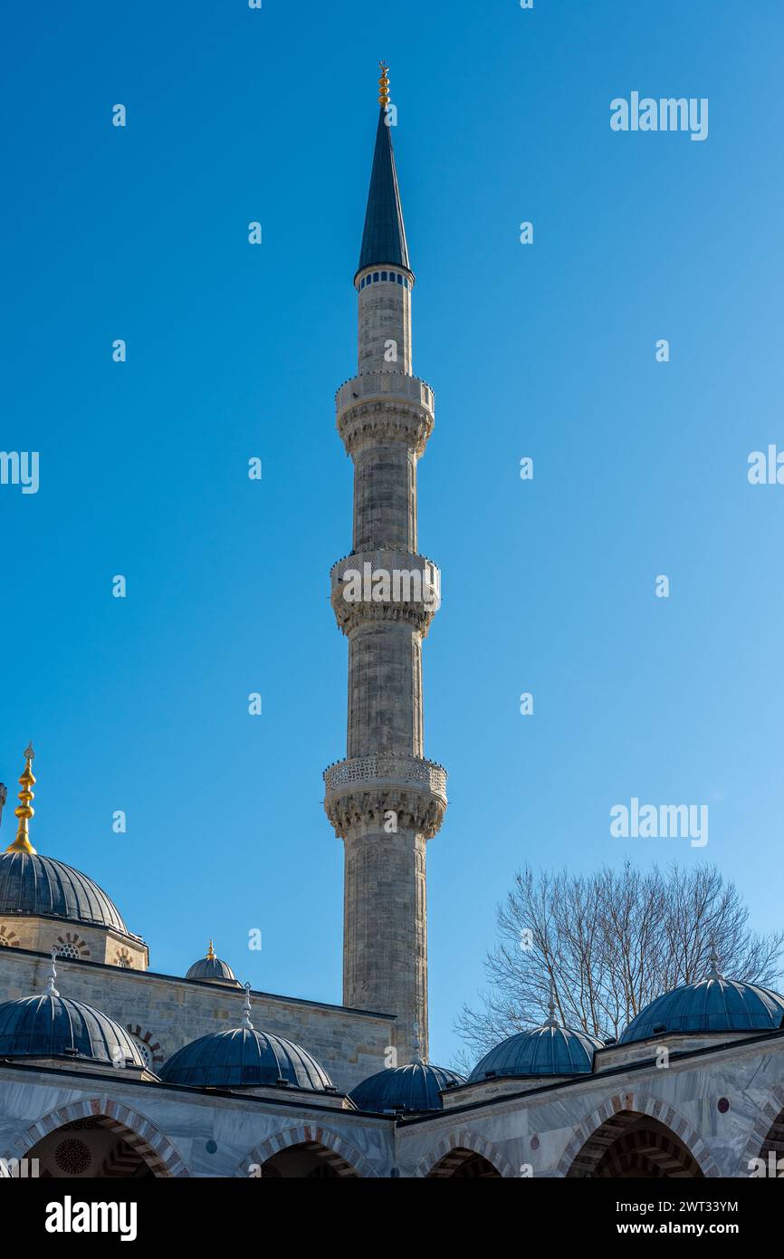 View of the minarets of the Blue Mosque in Istanbul, Turkey Stock Photo ...