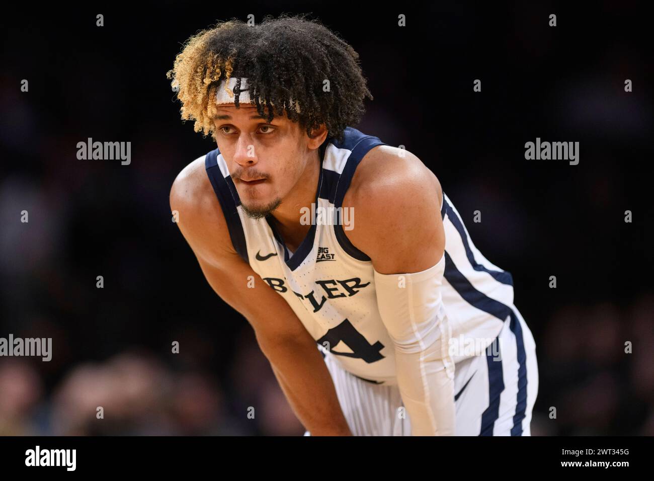 NEW YORK, NY - MARCH 13: Butler Bulldogs guard DJ Davis (4) waits on ...