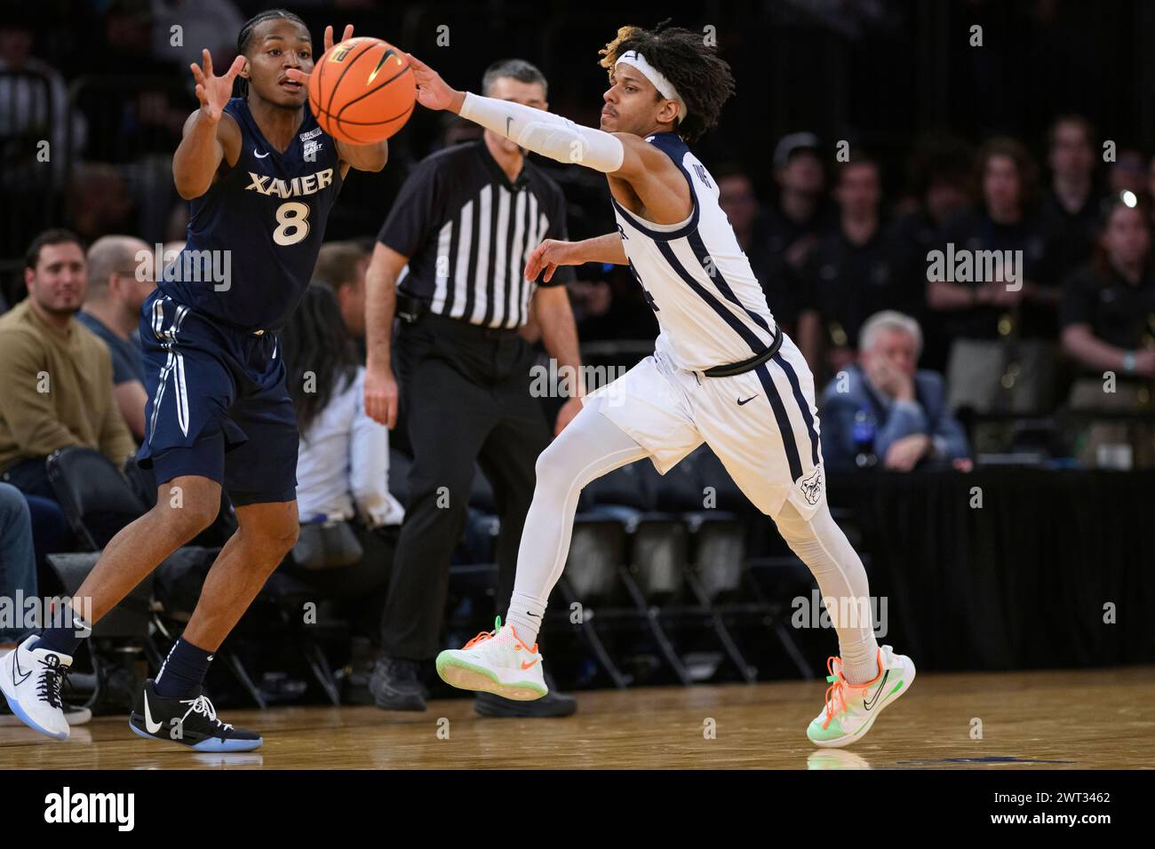 NEW YORK, NY - MARCH 13: Butler Bulldogs guard DJ Davis (4) reaches for ...