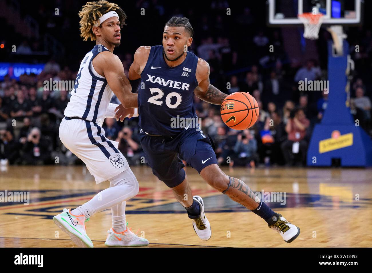 NEW YORK, NY - MARCH 13: Xavier Musketeers guard Dayvion McKnight (20 ...