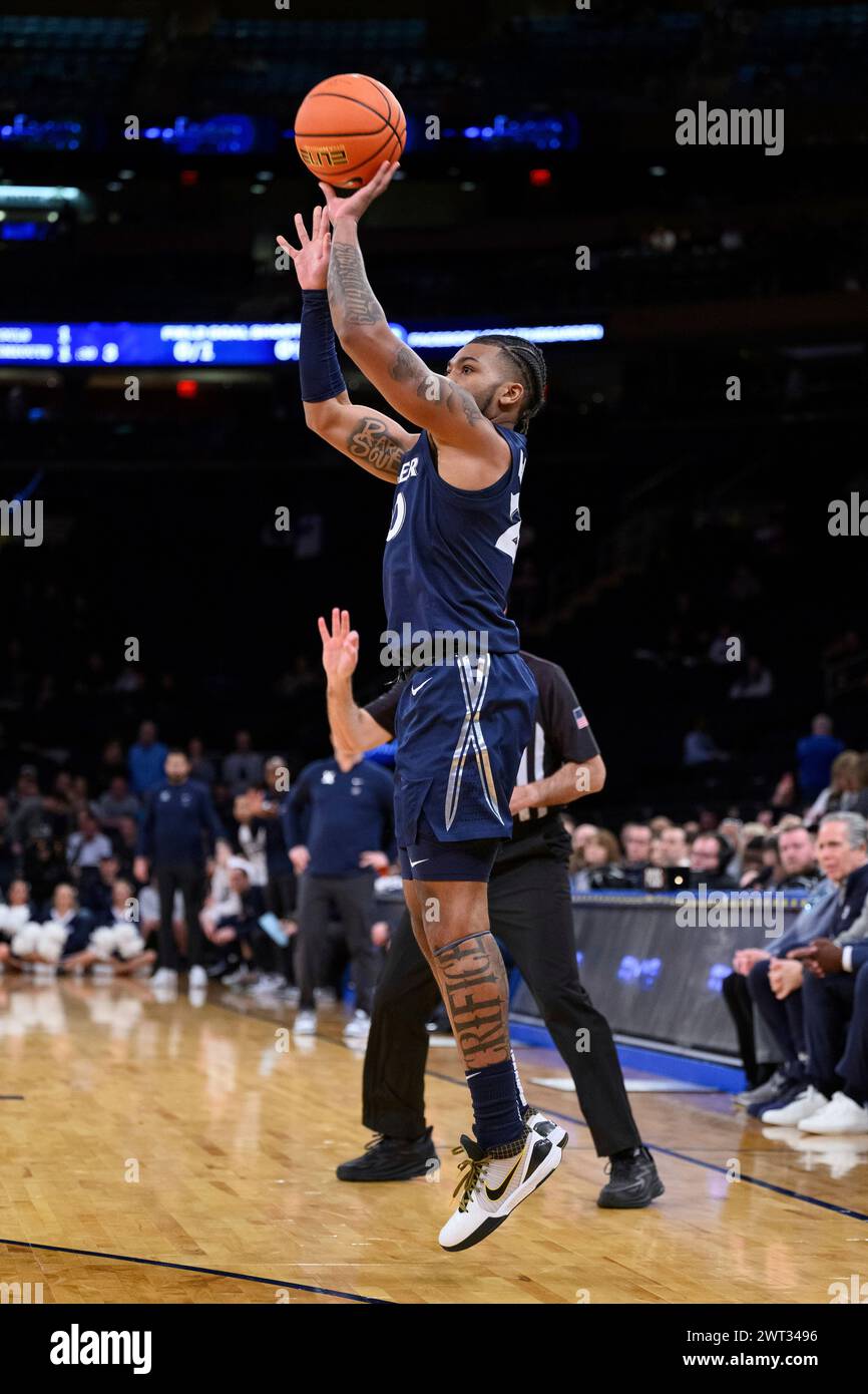 NEW YORK, NY - MARCH 13: Xavier Musketeers guard Dayvion McKnight (20 ...