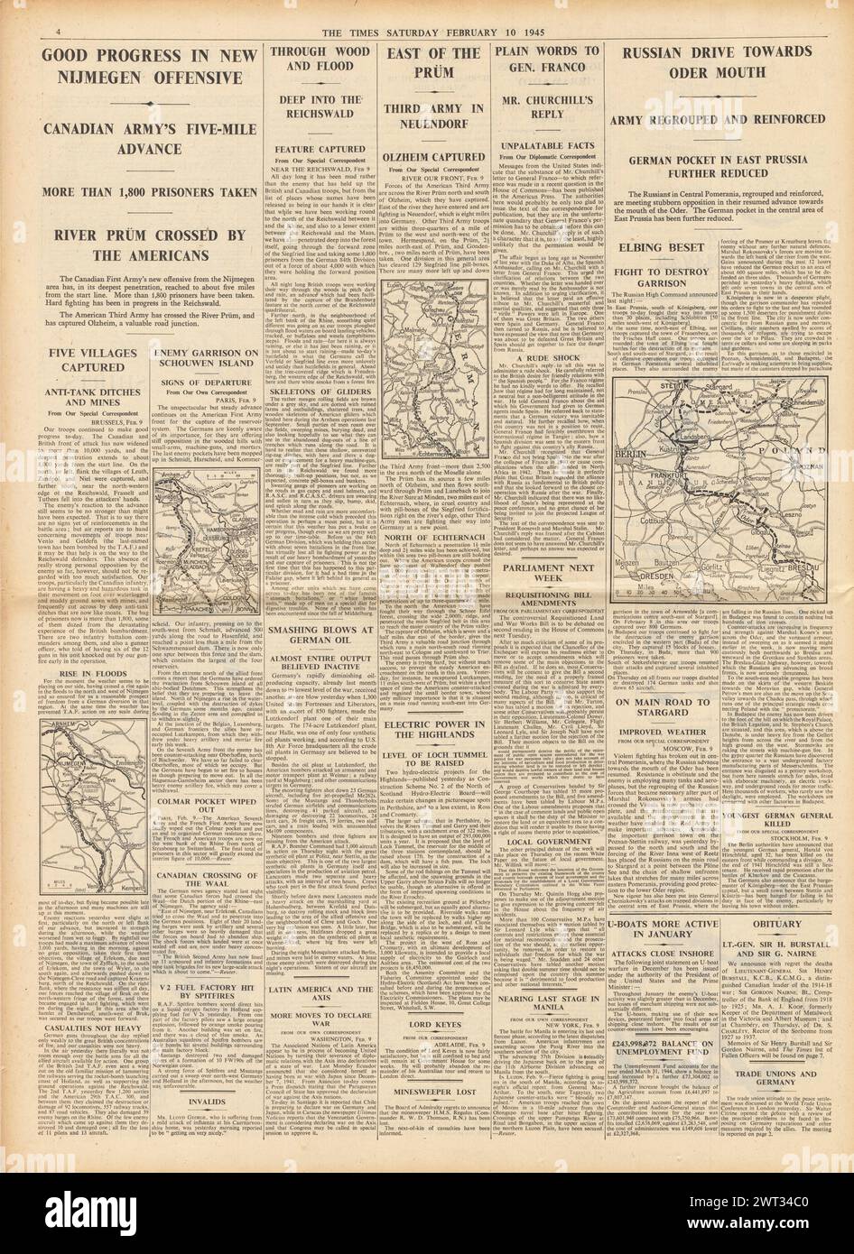 1945 The Times reporting Red Army advance on Stettin, British and ...