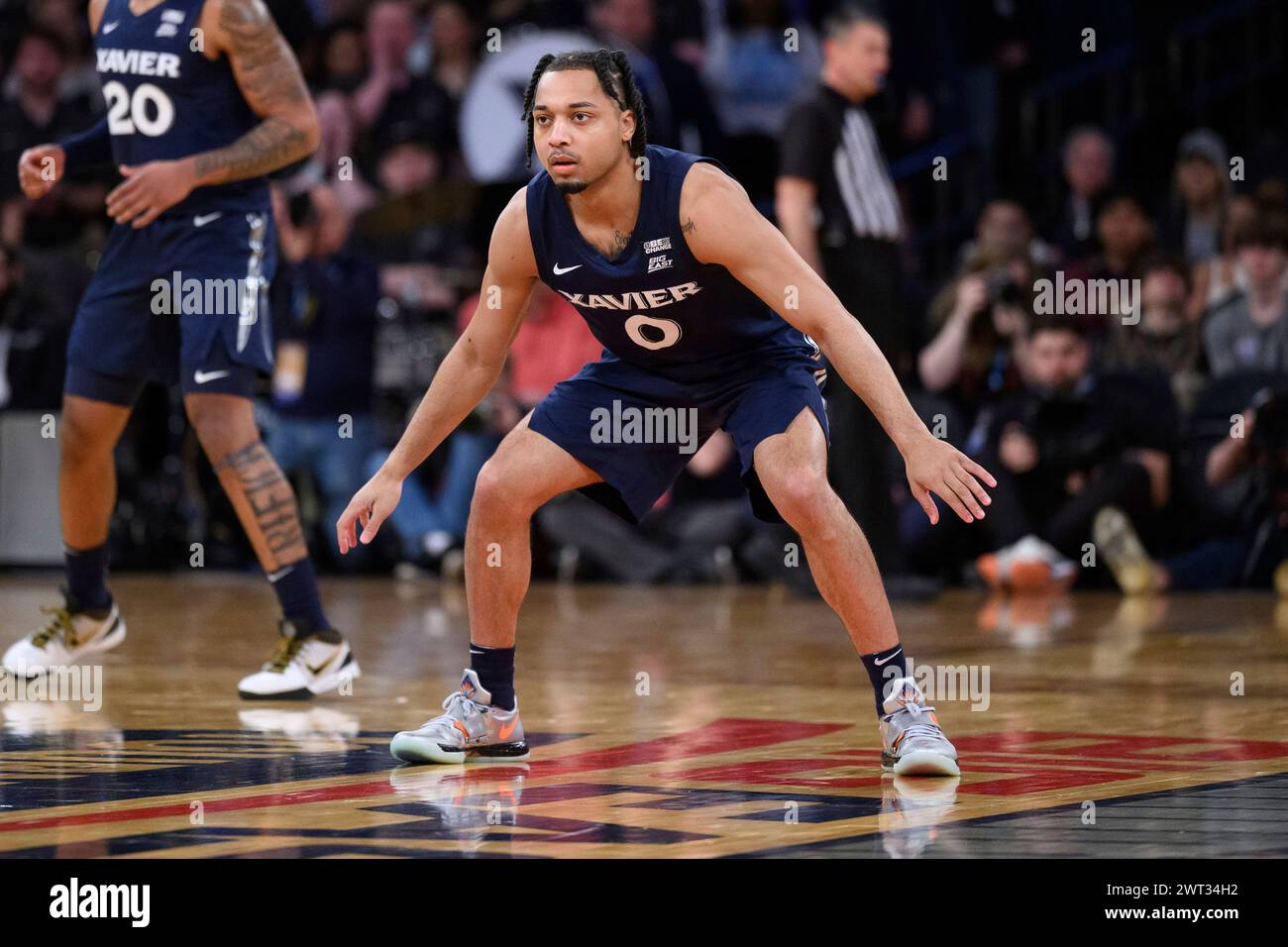 NEW YORK, NY - MARCH 13: Xavier Musketeers guard Trey Green (0) on the ...