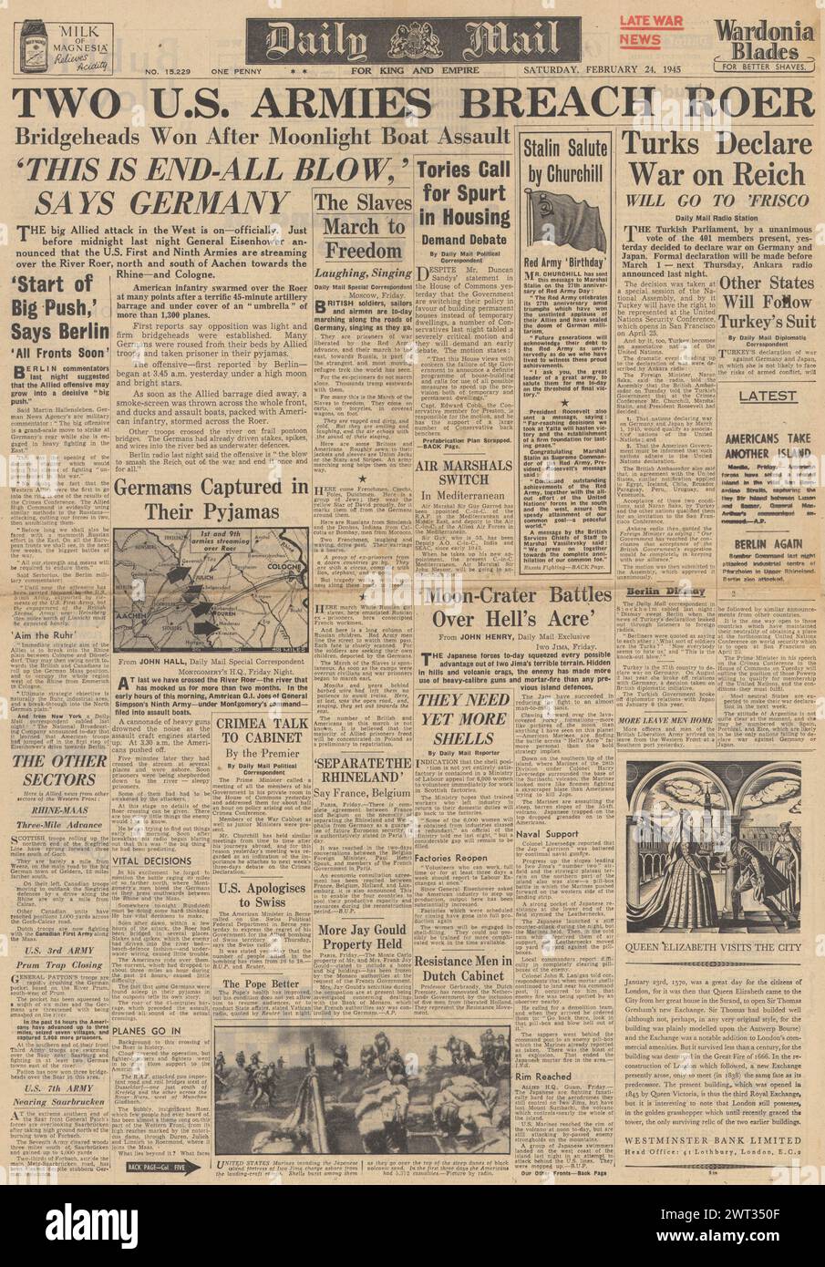 Front page 1945 us newspaper hi-res stock photography and images - Alamy