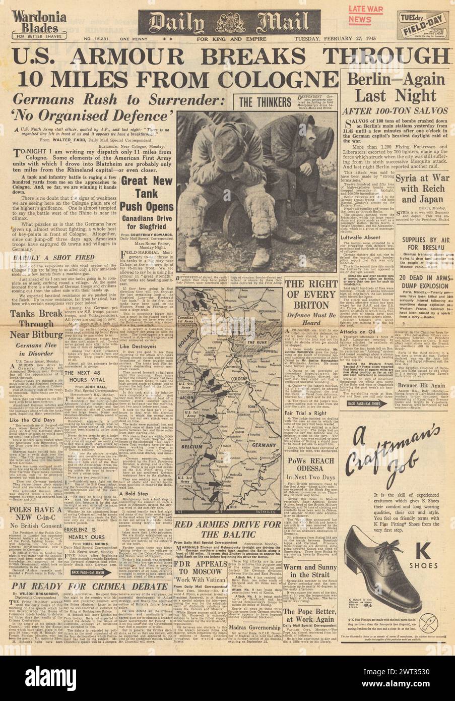 Front page 1945 us newspaper hi-res stock photography and images - Alamy