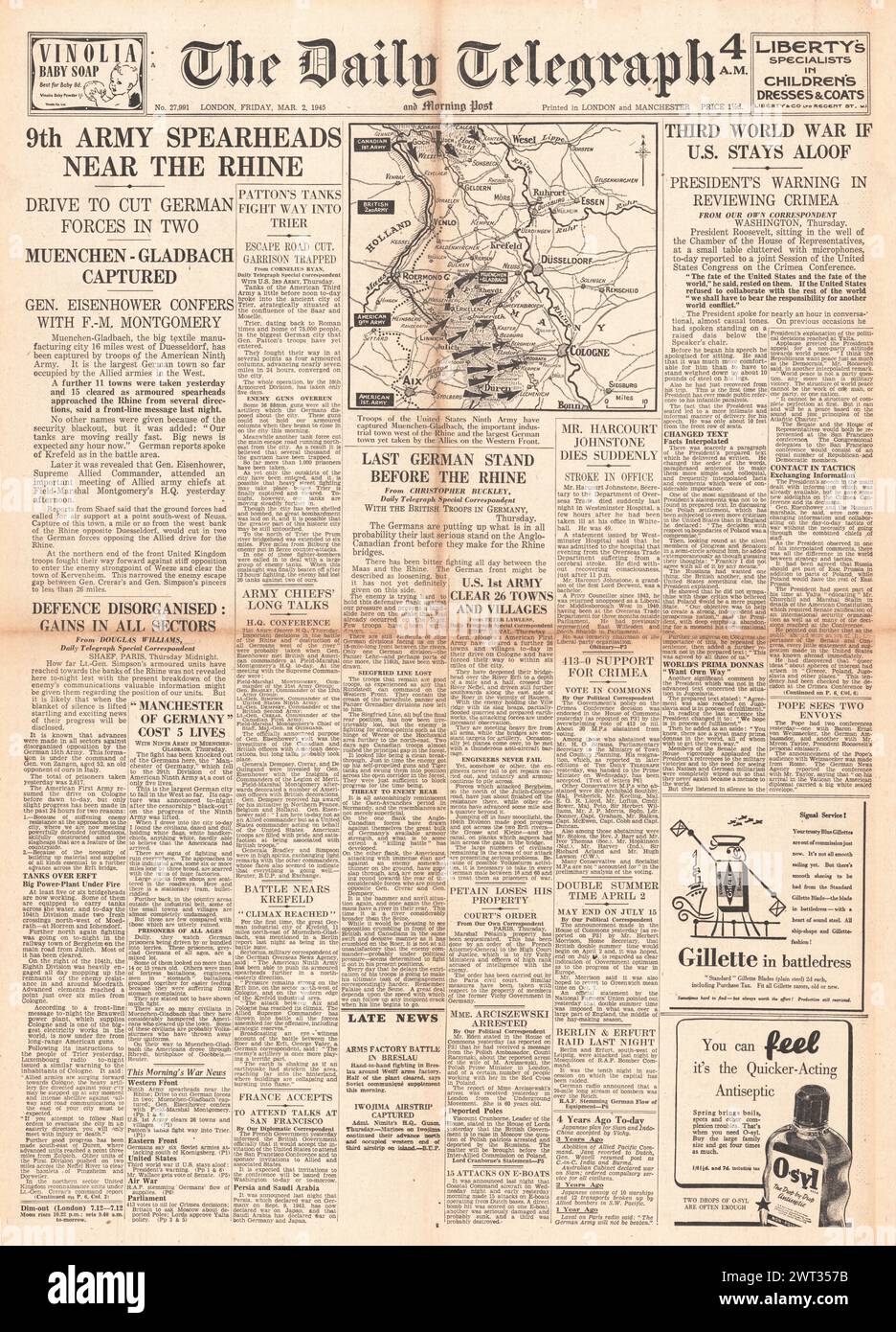 Front page 1945 us newspaper hi-res stock photography and images - Alamy