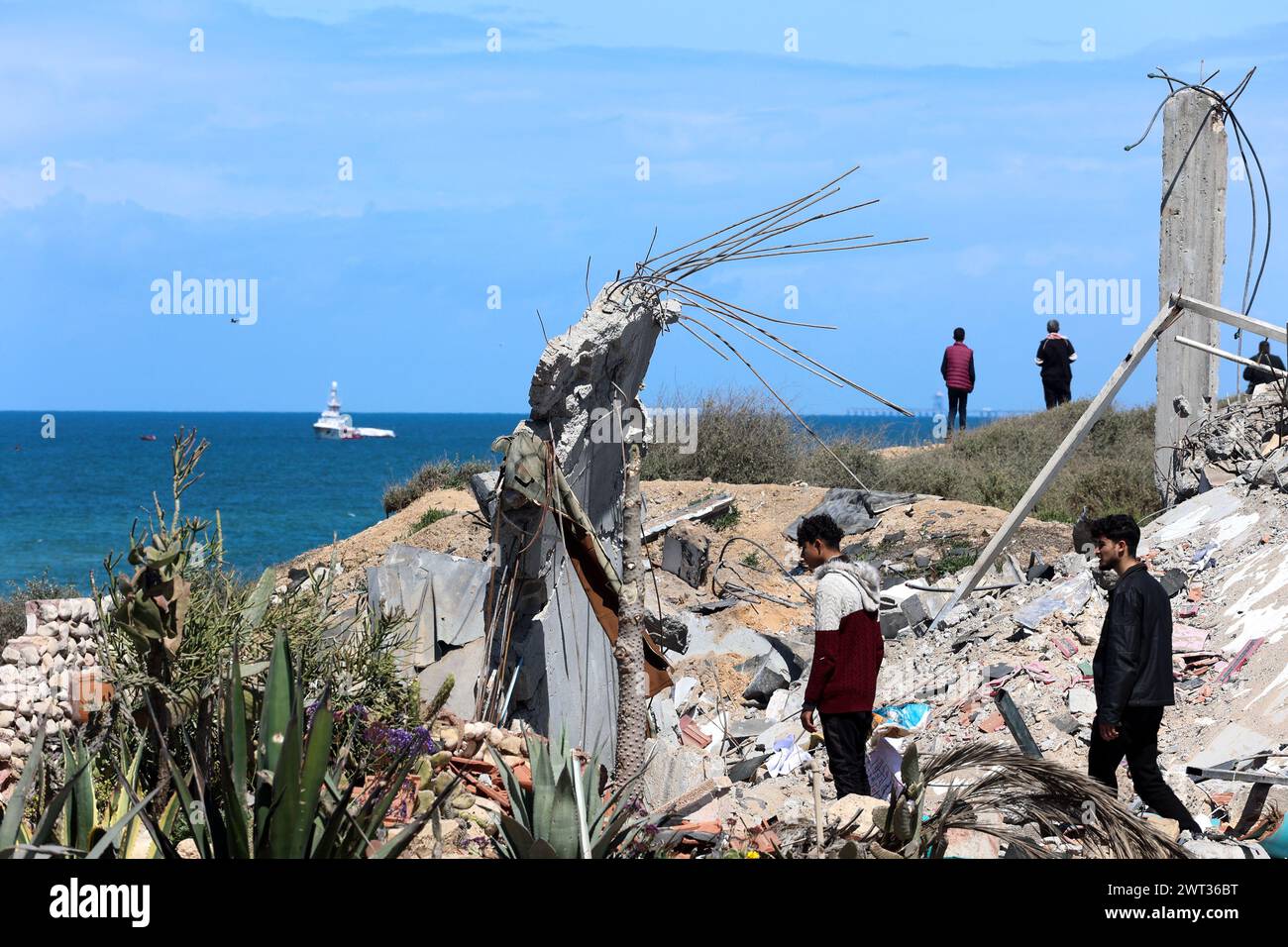 Gaza, Gaza. 15th Mar, 2024. Palestinian men watch The Open Arms ...