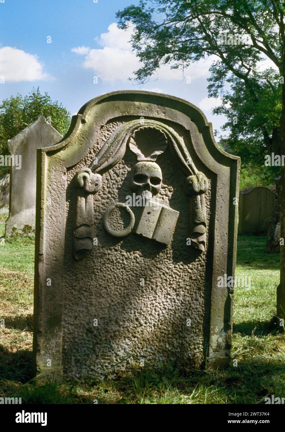 St Andrew's church, Hartburn, Morpeth, Northumberland. Good collection of C18th headstones ...