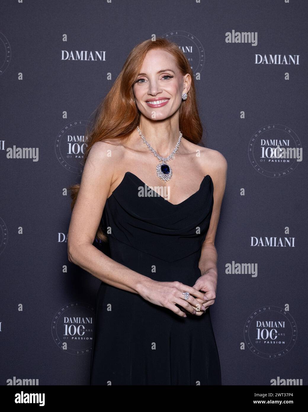 Jessica Chastain Damiani Gala Dinner - 100 Years of Passion Backdrop ...