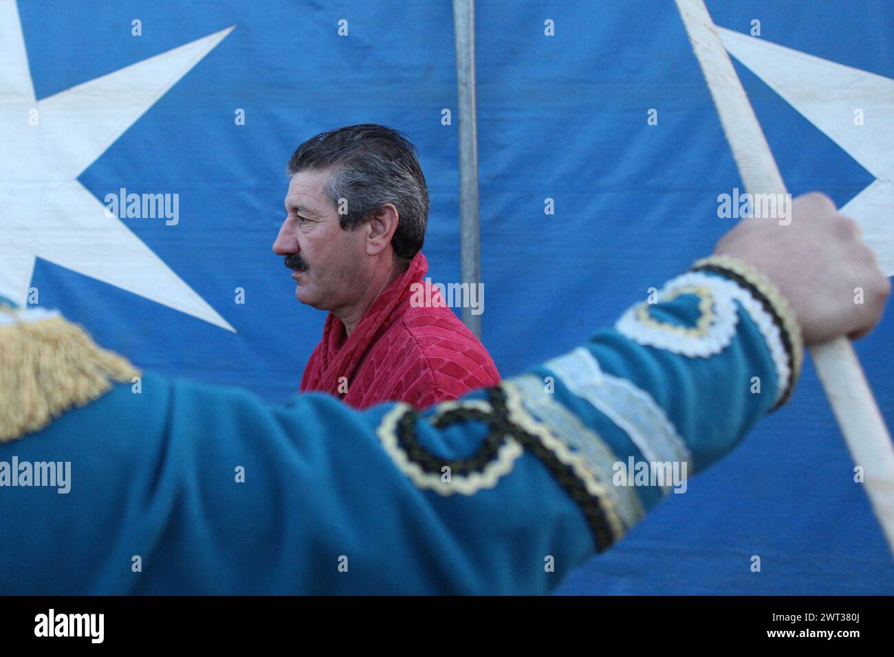 The animal tamer, Ettore Weber, during a break in the Weber circus ...