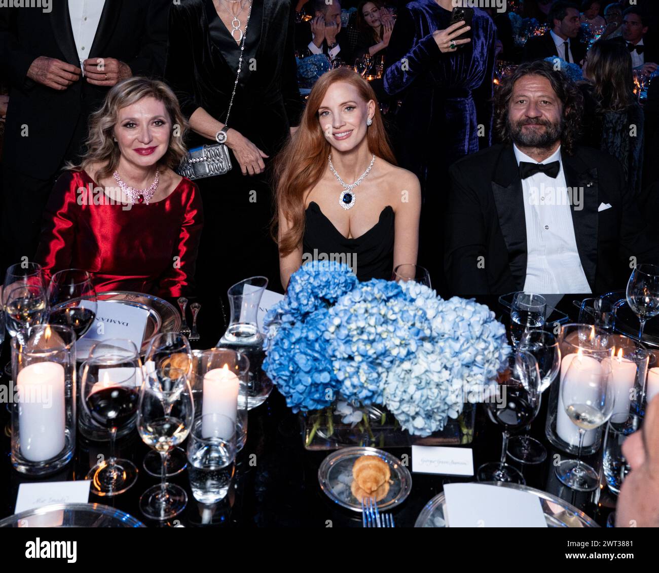 Italy. 14th Mar, 2024. Silvia Damiani Grassi, Jessica Chastain, Guido ...