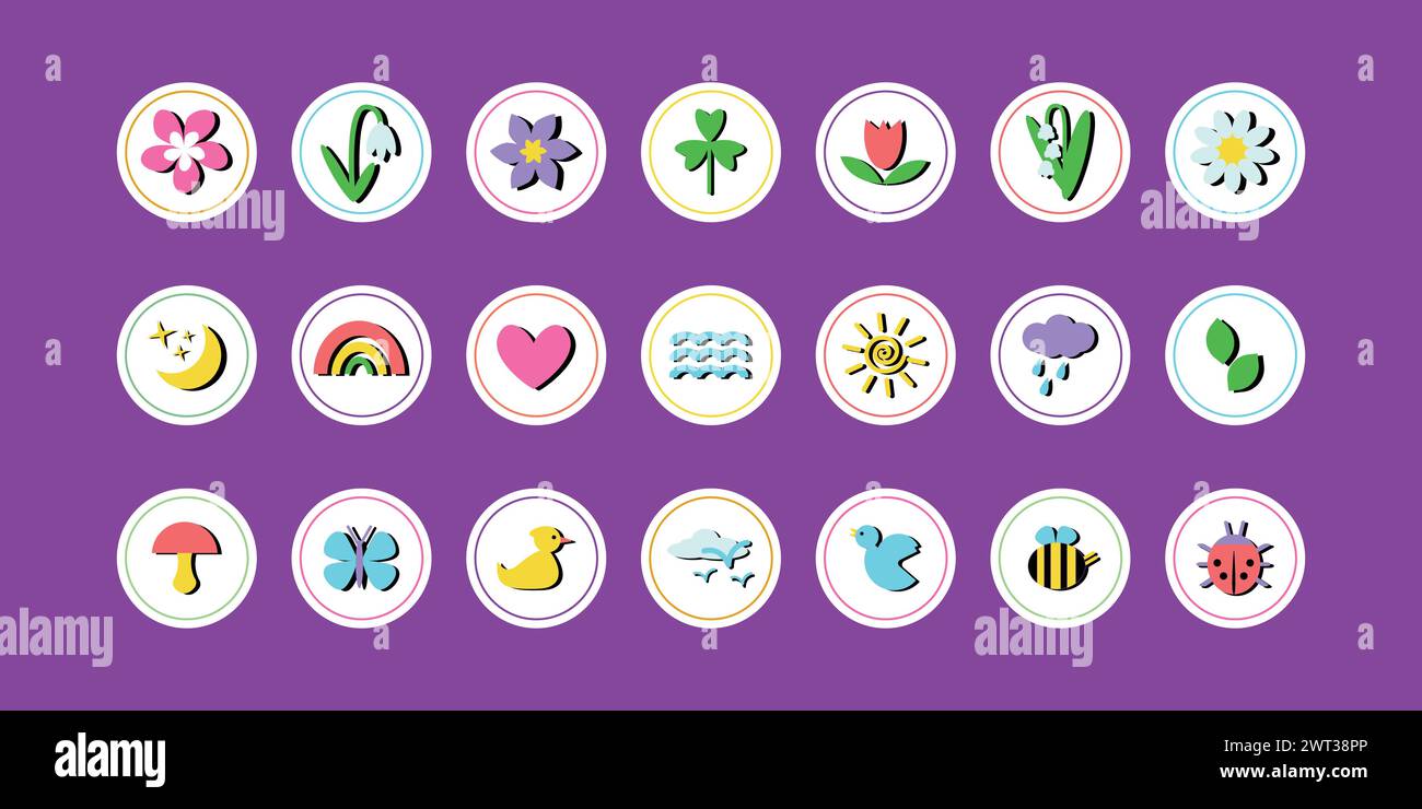 Neobrutalism springtime symbols in rounds Stock Vector Image & Art - Alamy