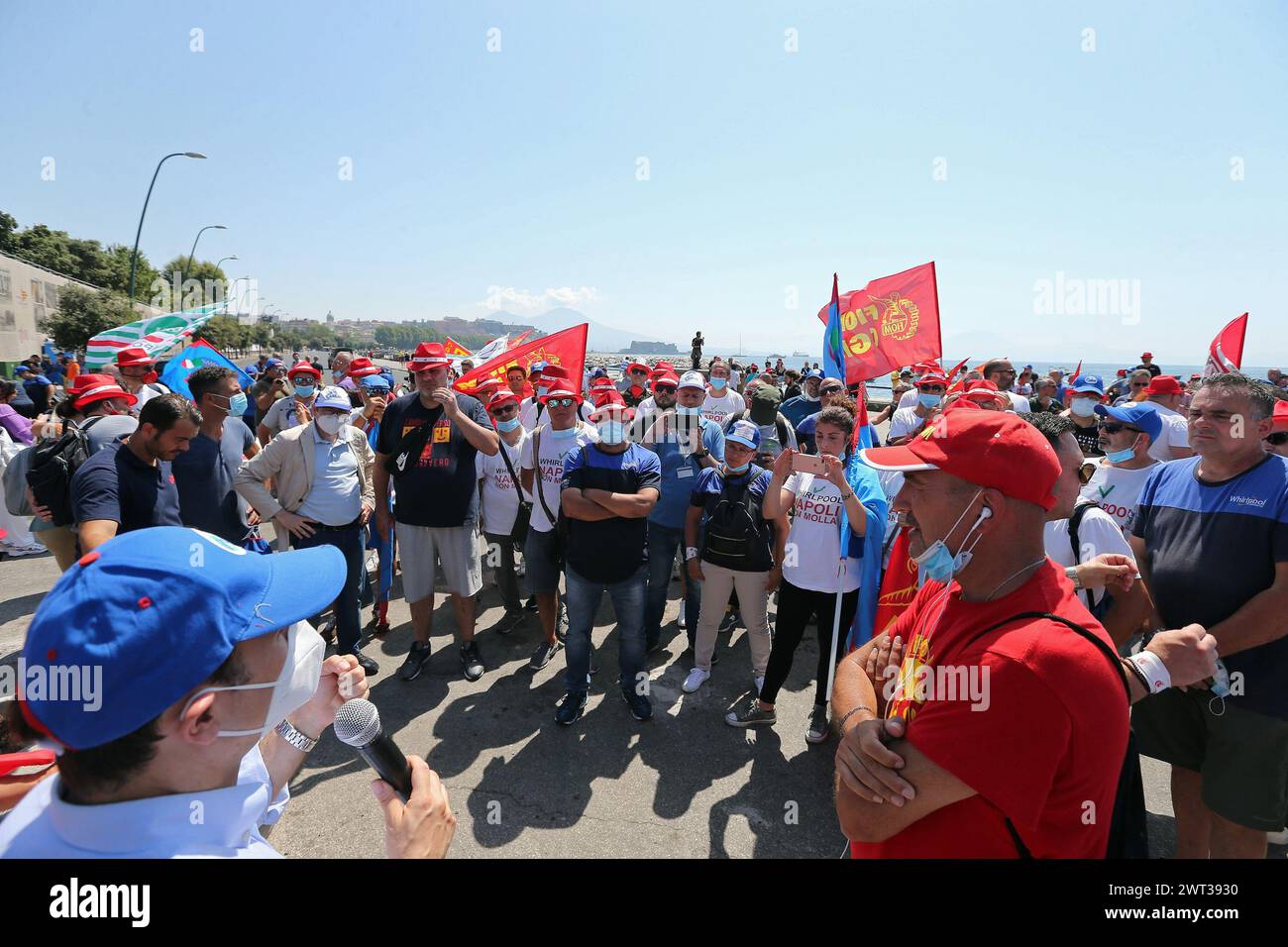 Whirlpool workers during the protest march in Naples, against the ...