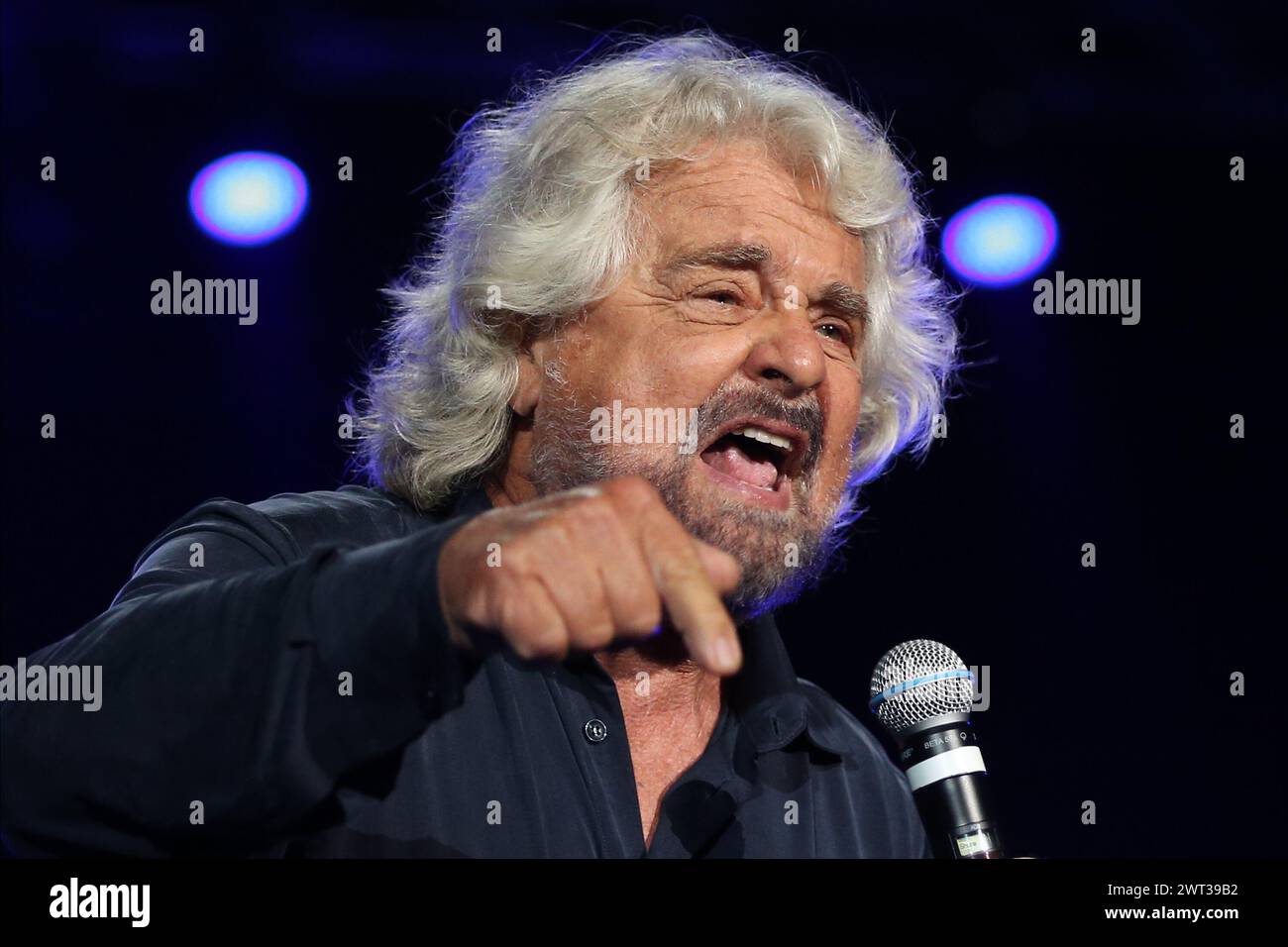 The politician and comic, Beppe Grillo, during the Italy 5-Star event ...