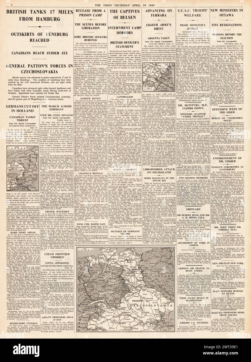 1945 The Times reporting Red Army close to Berlin, British Army near ...