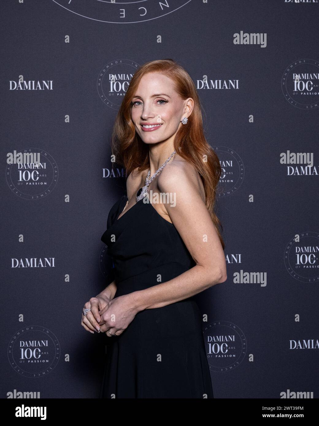 Jessica Chastain Damiani Gala Dinner - 100 Years of Passion Backdrop ...