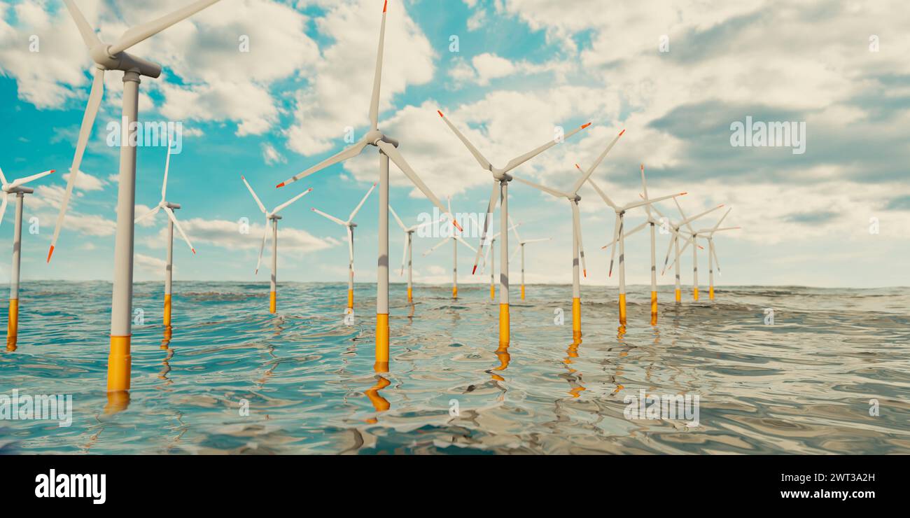 Offshore park with wind turbines. Offshore park with wind turbines ...